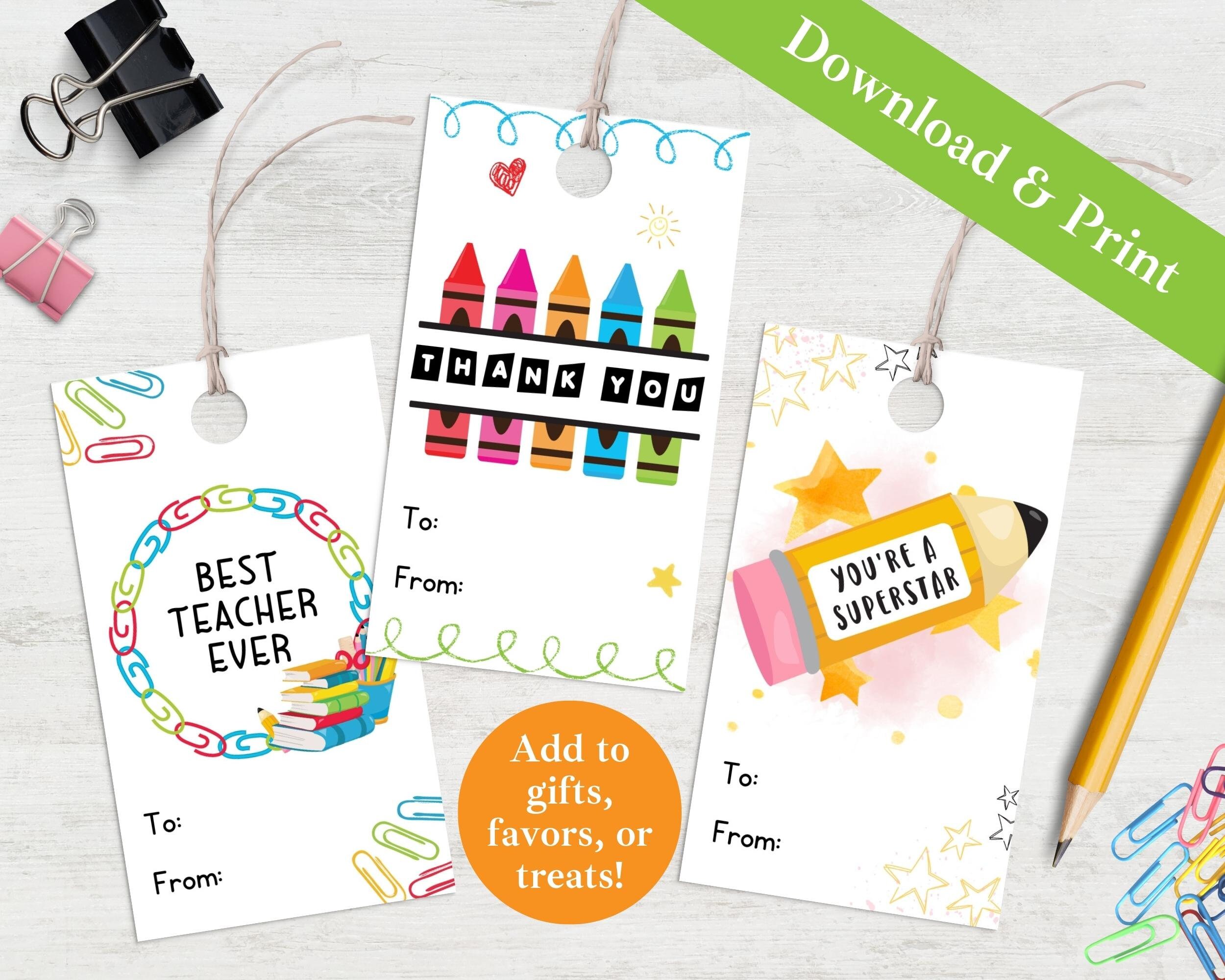 Printable Gift Tag Teacher Appreciation, Thank You Teacher Favor Tag ...