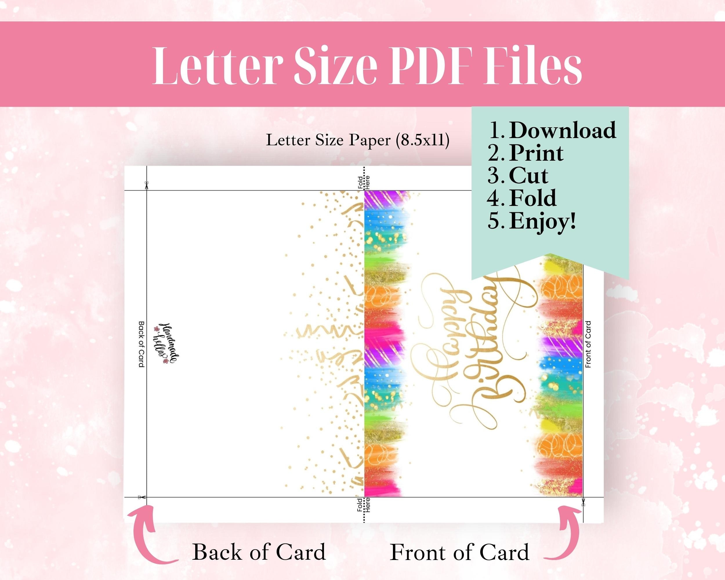 Rainbow Happy Birthday Printable Greeting Card and Envelope INSTANT ...