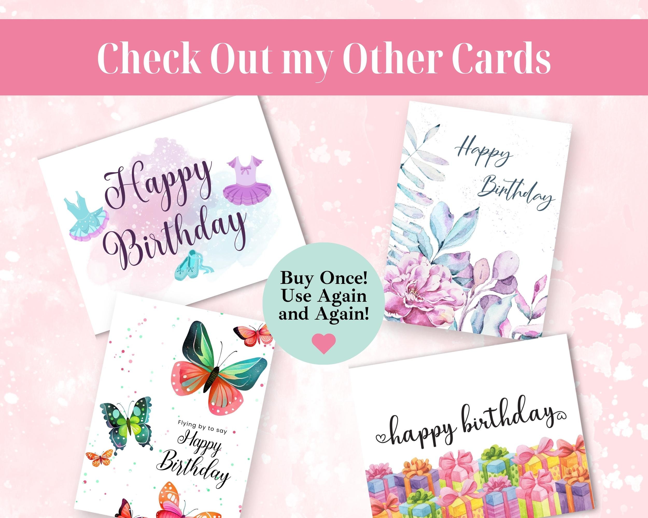 Happy Birthday Printable Greeting Card and Envelope for a Girl - Etsy
