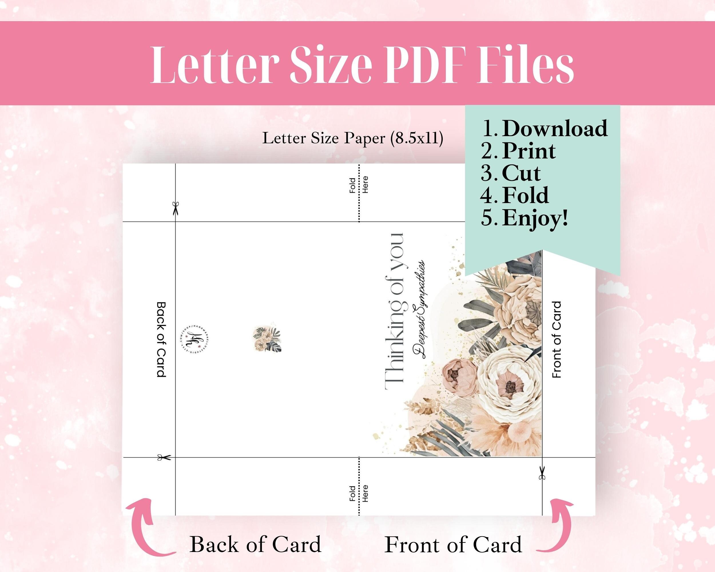 Sympathy Printable Greeting Card With Envelope, Condolences Digital ...