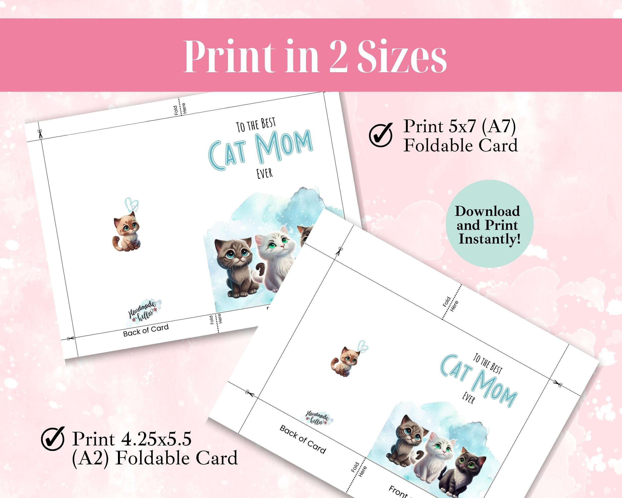 Mothers Day Card From Cat, Printable Greeting Card and Envelope for Cat ...