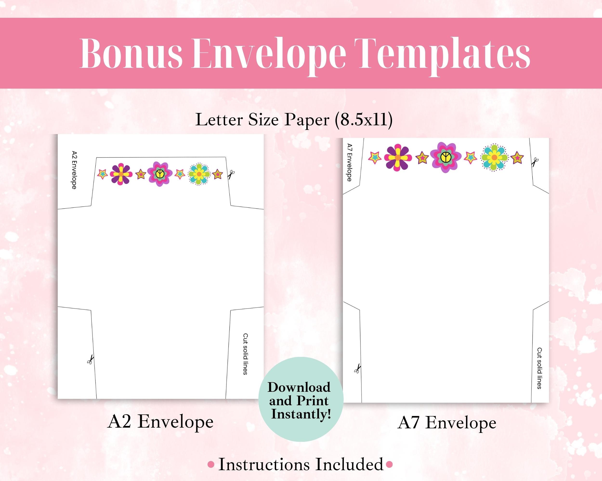 Groovy Hippie Happy Birthday Printable Greeting Card and Envelope ...