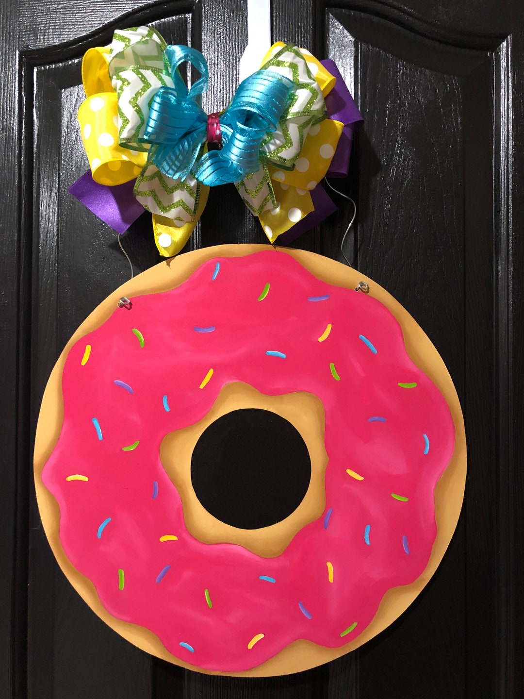 Doughnut Door Hanger Pink Glaze Doughnut Wreath Doughnut Shop Wreath ...