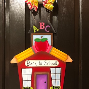 Schoolhouse Hand Painted Wooden Door Hanger - Back to School, or ...