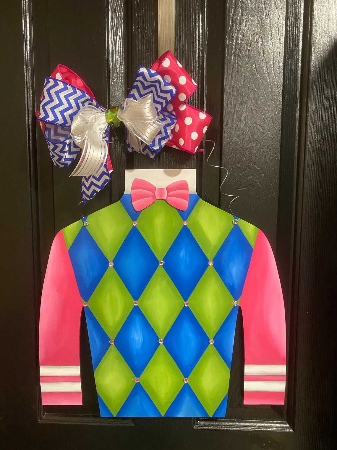 Kentucky Derby Jockey Silk With Green and Blue Argyle With Pink Sleeves ...