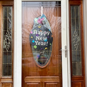 Happy New Year Door Hanger Welcome Sign Happy New Year Wreath - Etsy