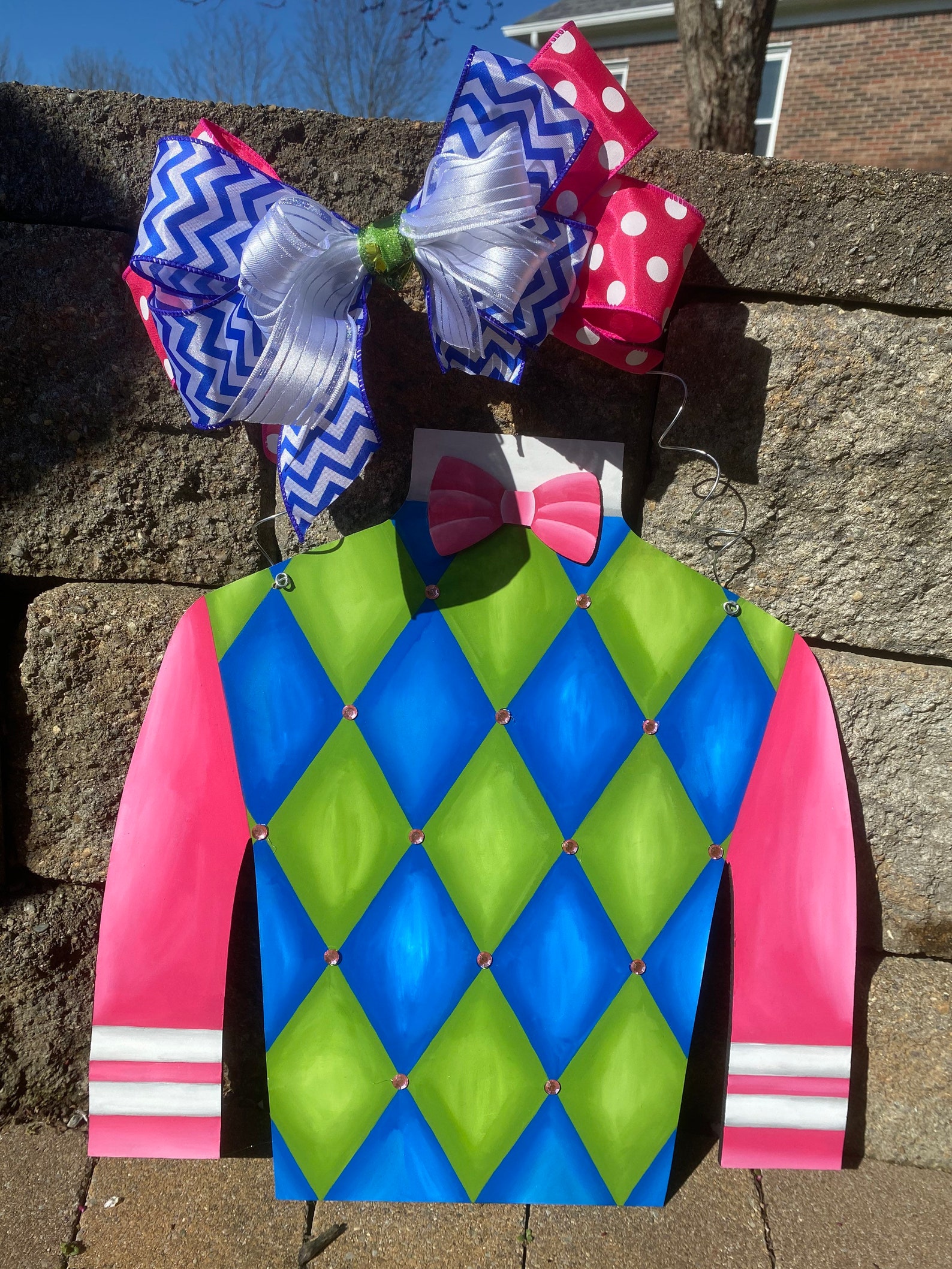 Kentucky Derby Jockey Silk With Green and Blue Argyle With Pink Sleeves ...