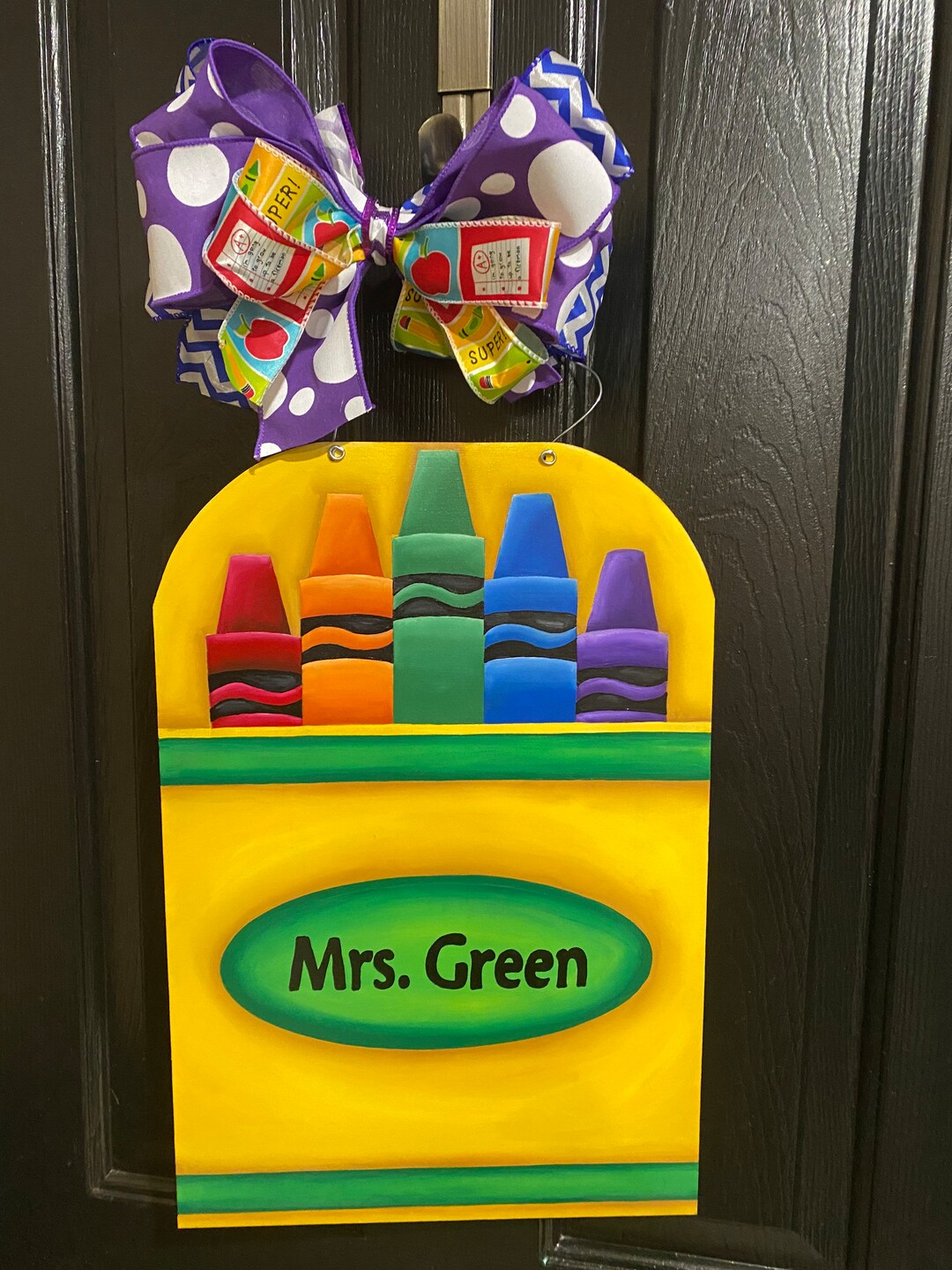 Crayon Door Hanger Back to School Teacher Gift Classroom Welcome Wreath ...