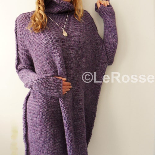 Black Cotton Linen Oversized Chunky Knit Woman Sweater Loose Etsy