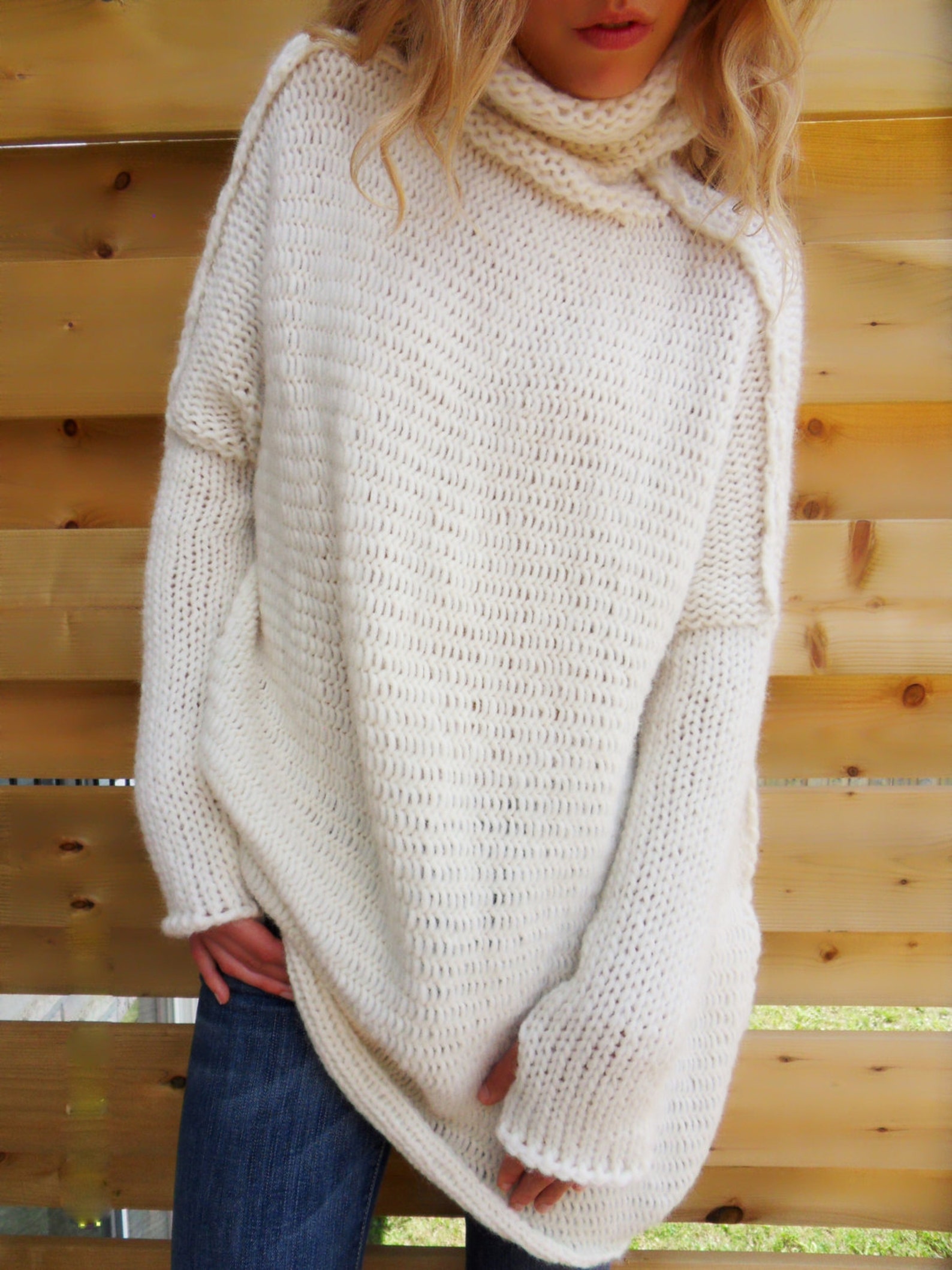 Oversized Slouchy Loose Woman Knit Sweater. Chunky Knit Alpaca - Etsy