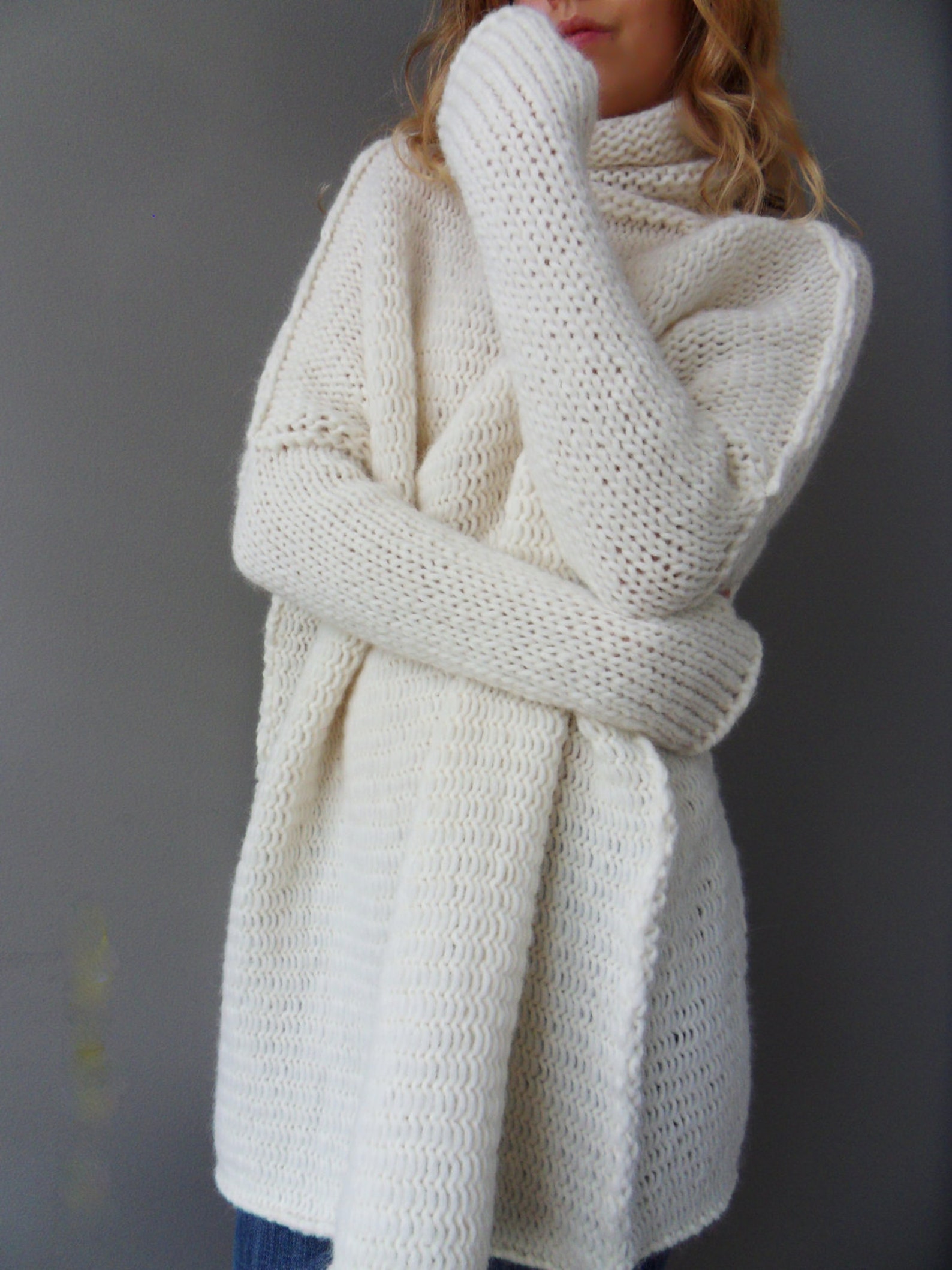 Oversized Slouchy Loose Woman Knit Sweater. Chunky Knit Alpaca - Etsy