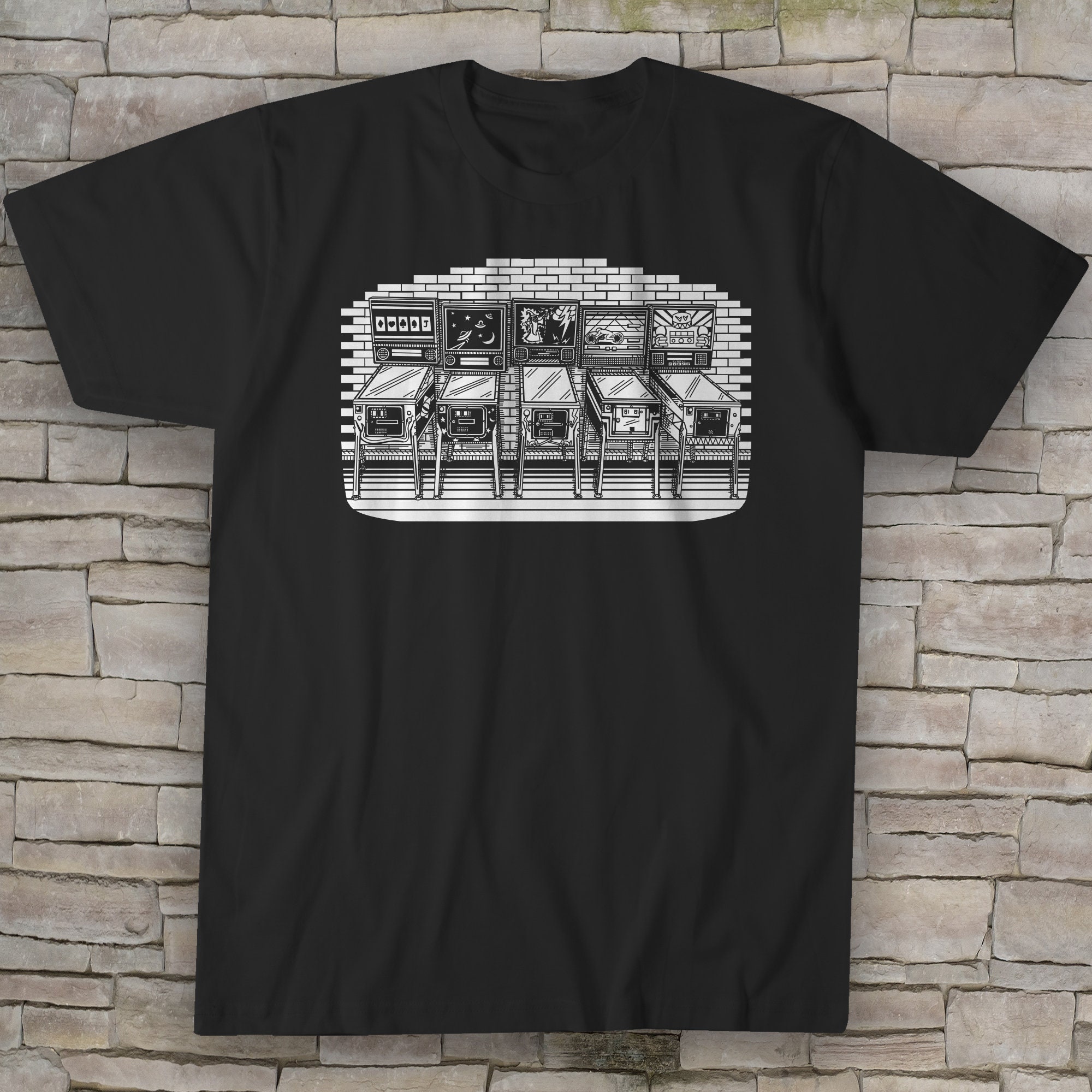 Pinball T-shirt | Hand Drawn Pinball Shirt of Pinball Machines in ...