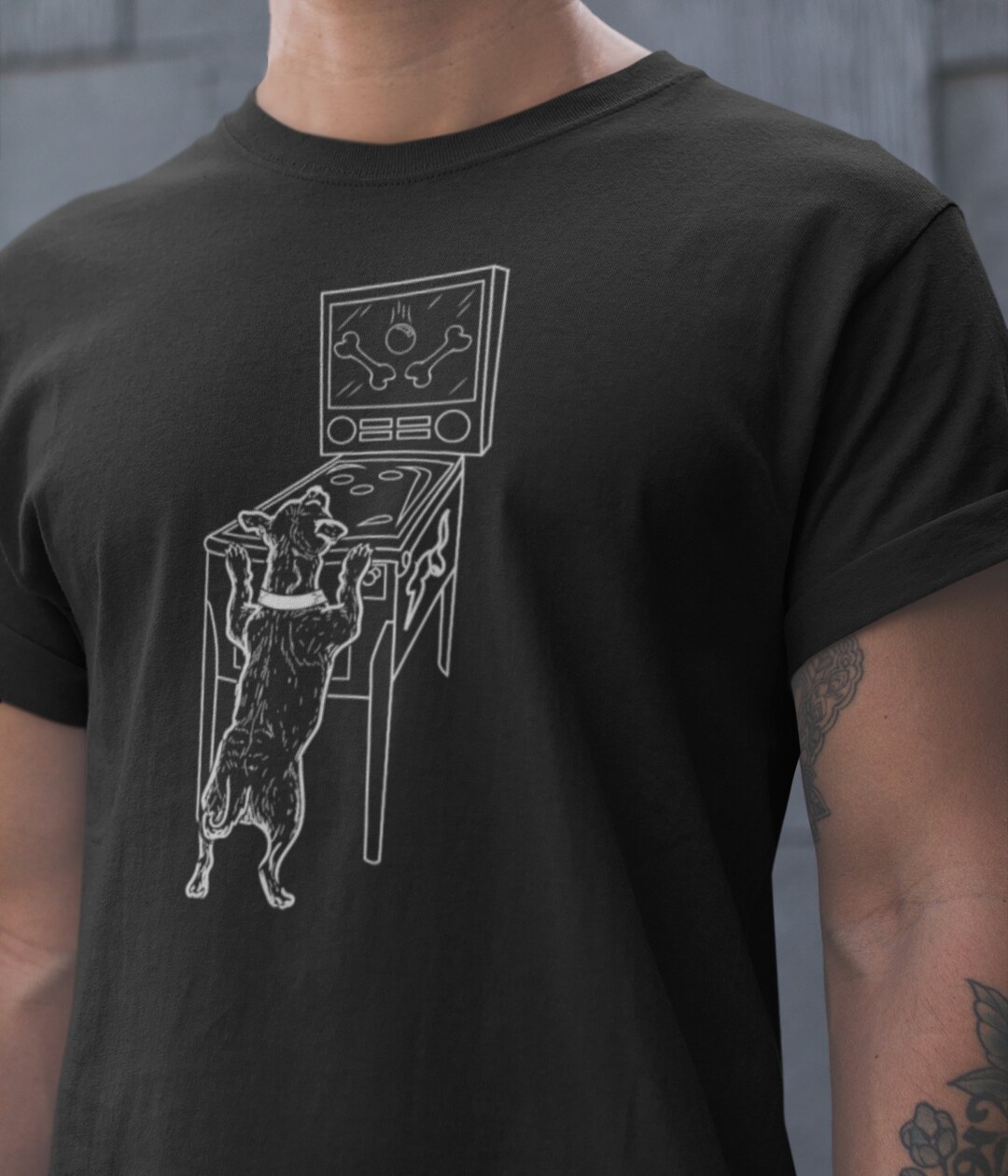 Dog Playing Pinball T-shirt | Dog Shirt With Cute Little Mutt Playing ...