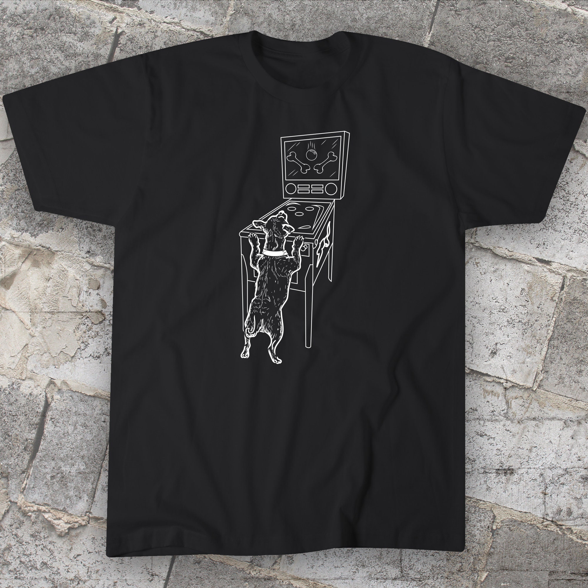 Dog Playing Pinball T-shirt | Dog Shirt With Cute Little Mutt Playing ...