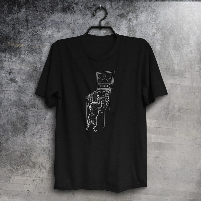 Dog Playing Pinball T-shirt | Dog Shirt With Cute Little Mutt Playing ...