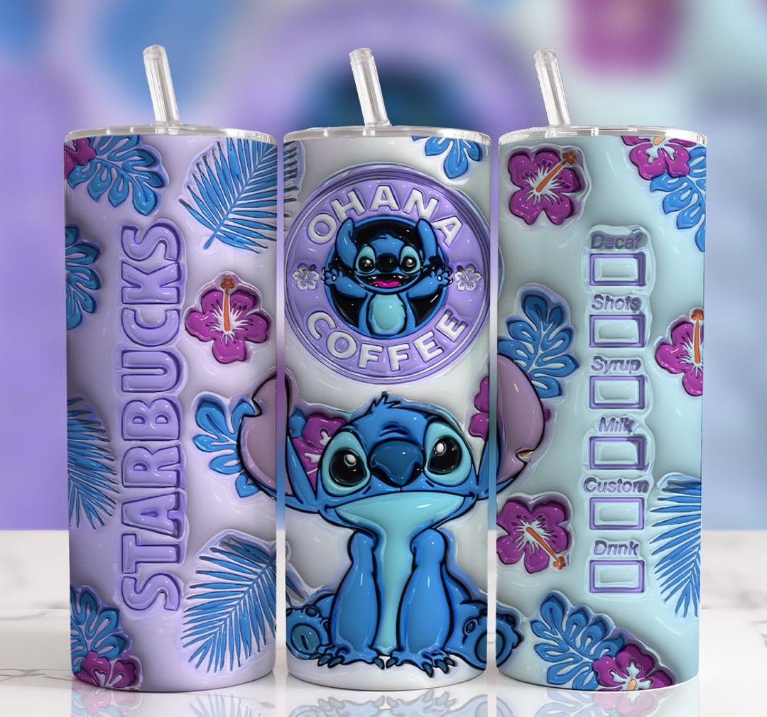 3D Inflated Stitch Valentine Tumbler Wrap, 3D Puffy Design Sublimation ...