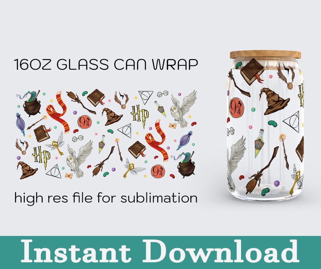Potterhead Tumbler Wrap PNG, Wizard Can Glass Wrap, 16oz Libbey Can ...