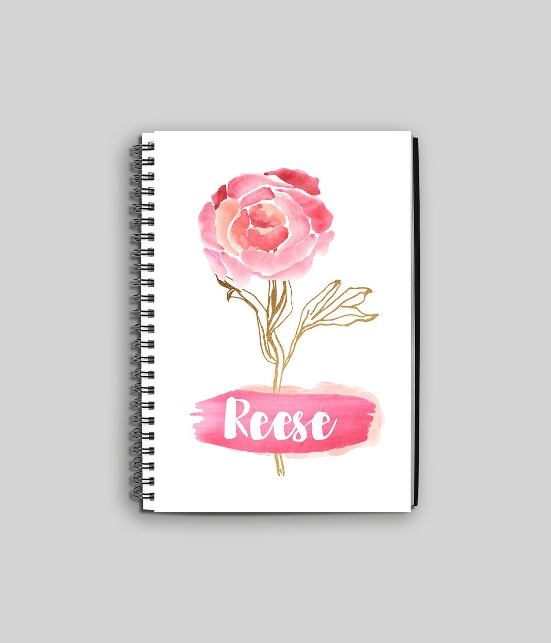 Personalized Rose Notebook for Her // Custom Notebook // Spiral ...