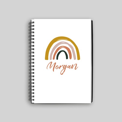 Boho Rainbow Personalized Name Notebook // Personalized | Etsy