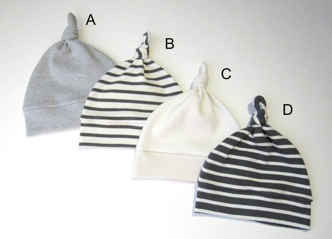 Baby Boy Stripes Hats-organic Beanie-baby Gender Neutral Hats-boy Knot ...