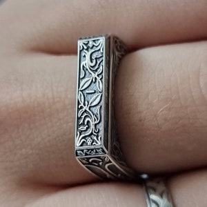 Knight Slayer's Ring Dark Antiqued Solid Sterling Silver Gothic Motif ...