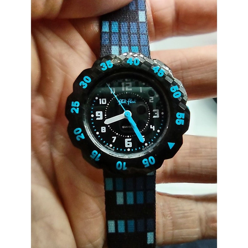 Blue Black Flik Flak Watch - Etsy