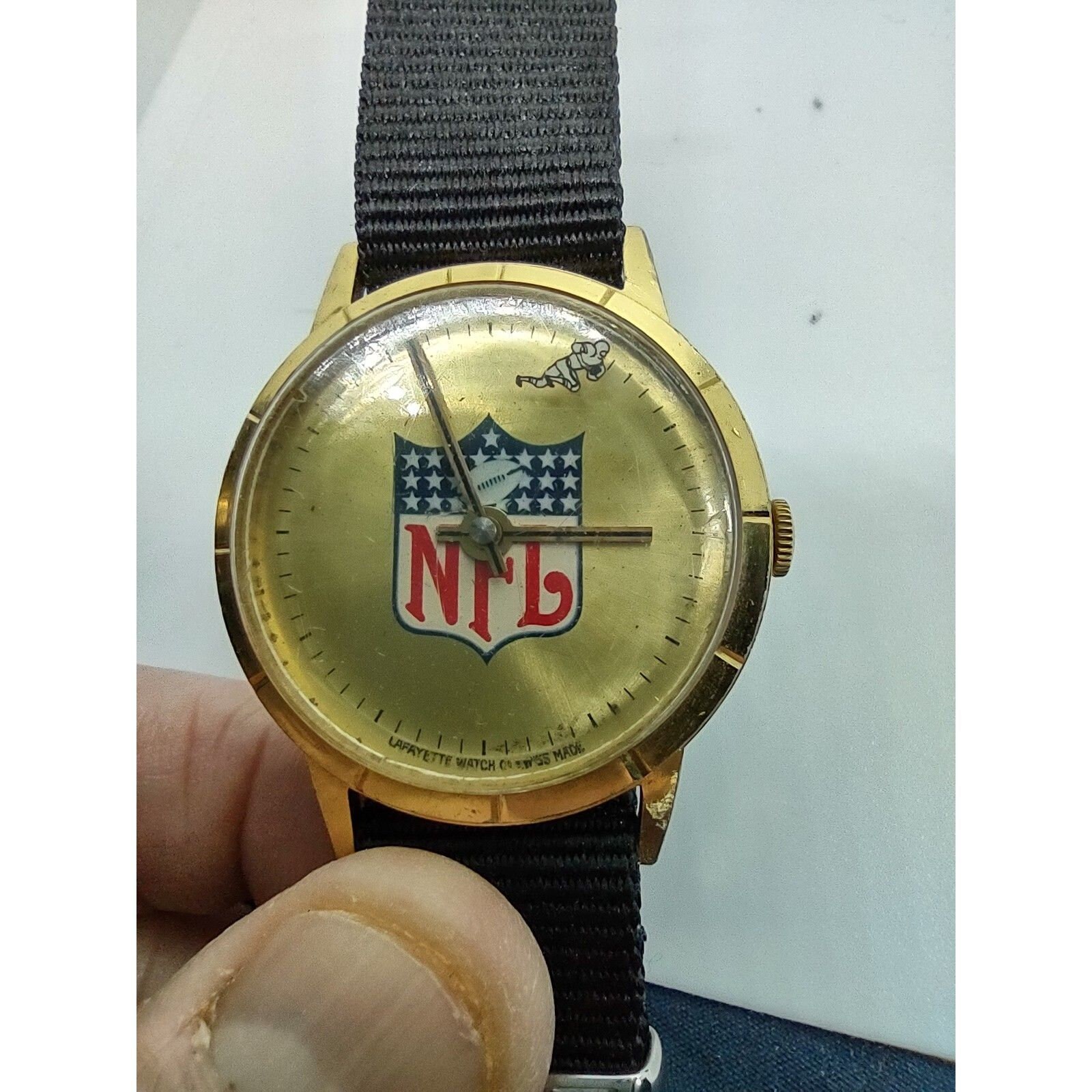 NFL Football Logo Vintage Manual Wind Watch Swiss Made - Lafayette ...