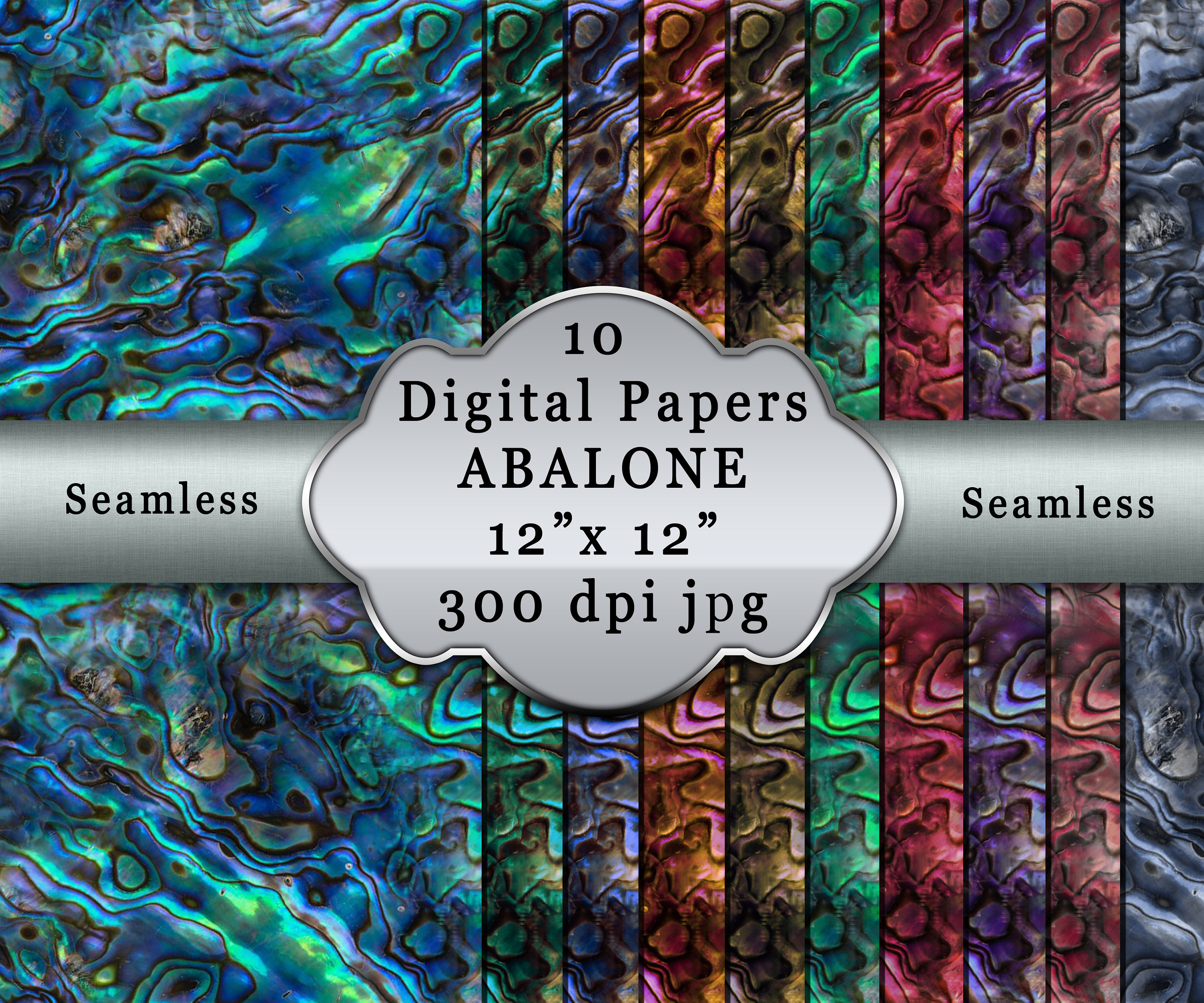 Digital Paper Seamless ABALONE Scrapbooking. Abalone Seamless Pattern ...