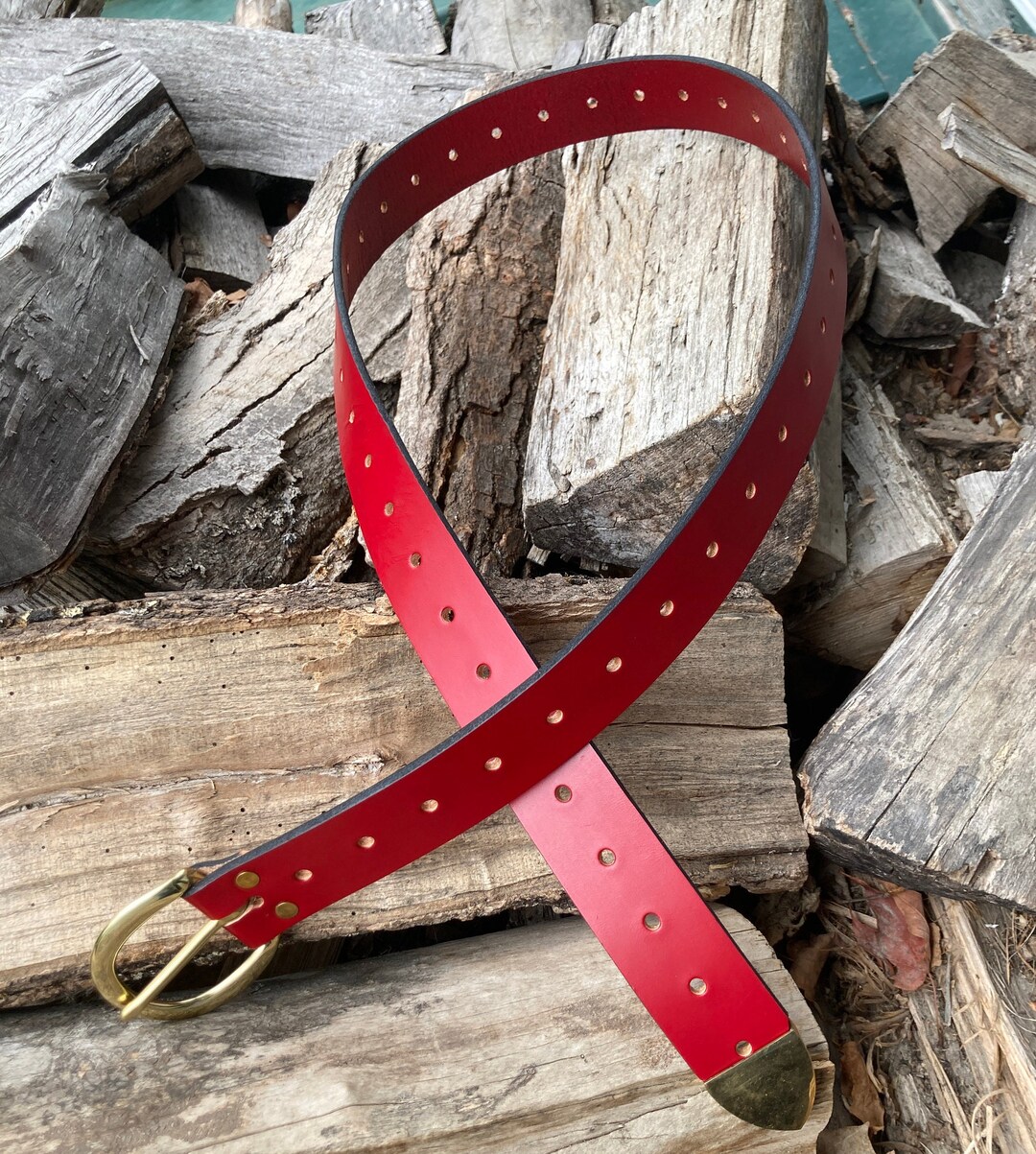 1.5" SCA Medieval Squire Belt - RED - Options for Ring, or Buckle ...