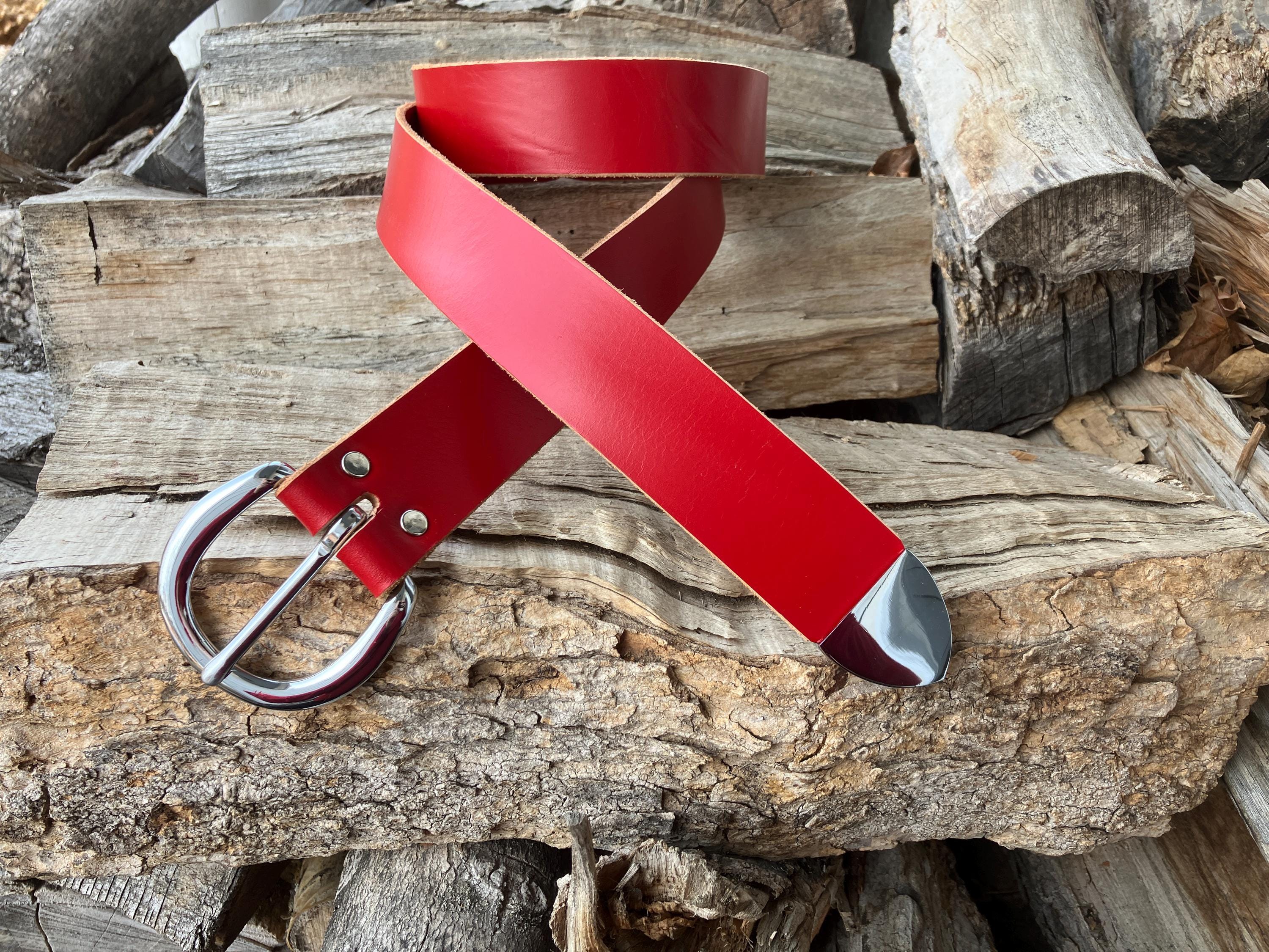 1.5" SCA Medieval Squire Belt - RED - Options for Ring, or Buckle ...