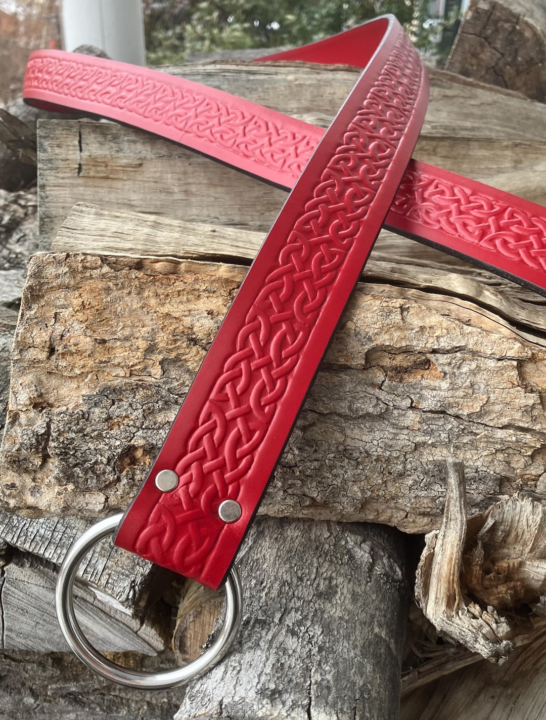 1.5" Celtic Knotwork Pattern SCA Medieval Squire Belt - RED - Options ...