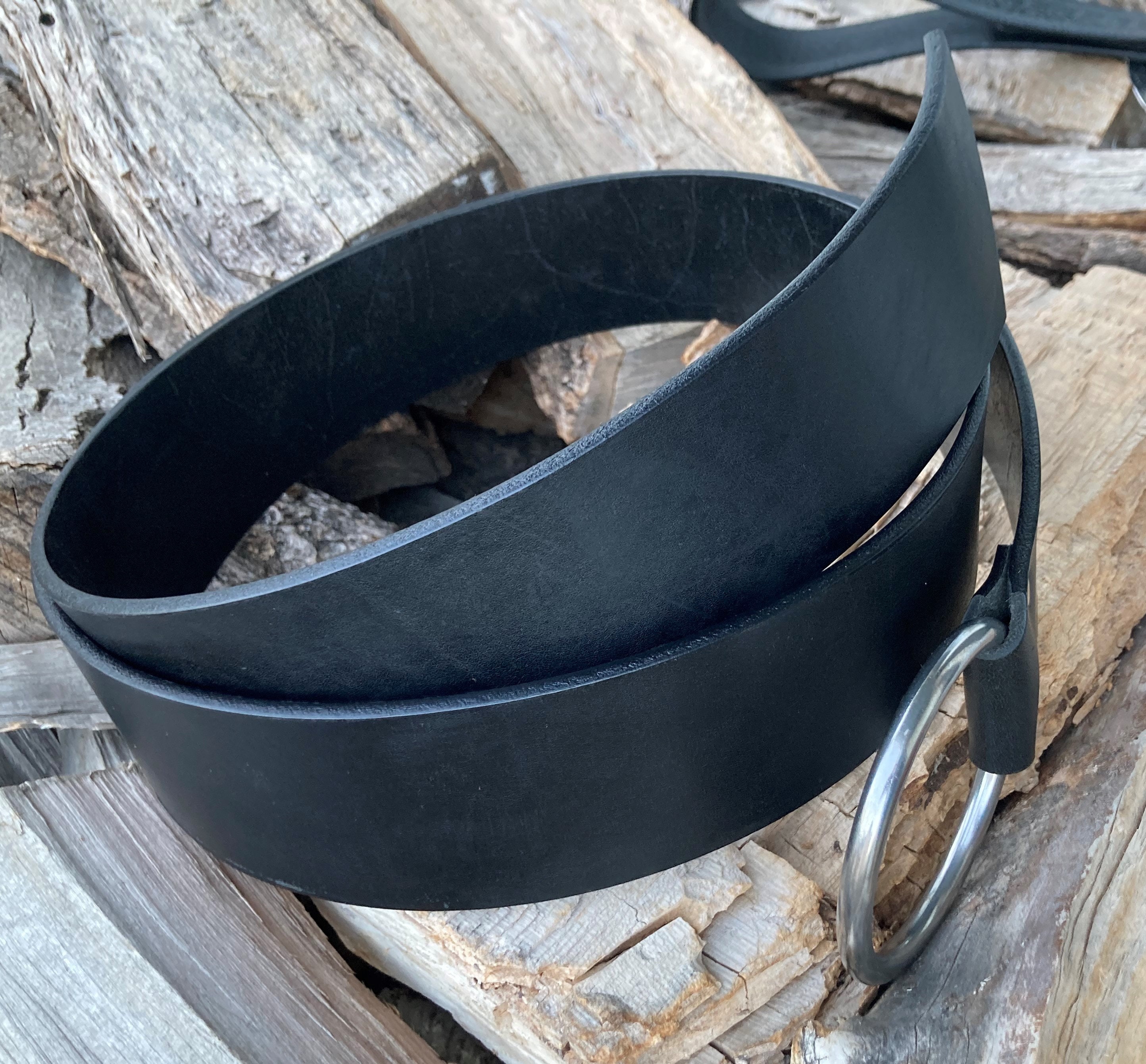 2 Wide Black Medieval Ring Belt Choice of Rings | Etsy