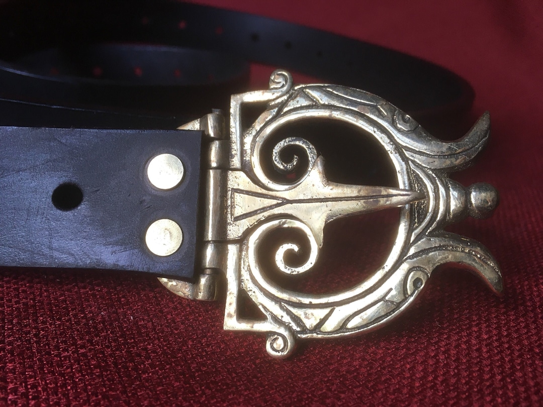 Roman Buckle Belt - 1.25" Wide Brass Historical Hinged Plate Buckle ...