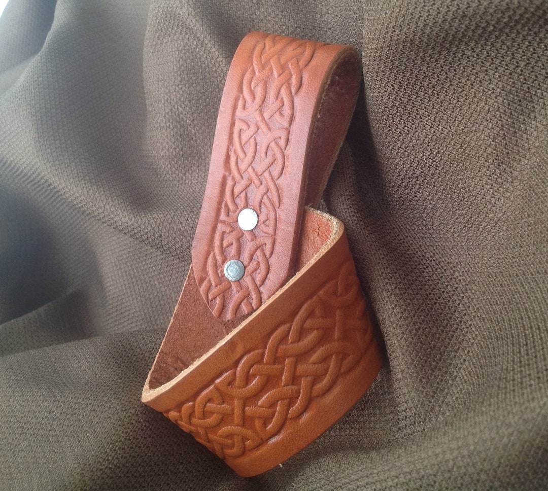 1.5" Wide Chestnut Leather Tomahawk Frog Hanger Hatchet Ax Sword Dagger ...