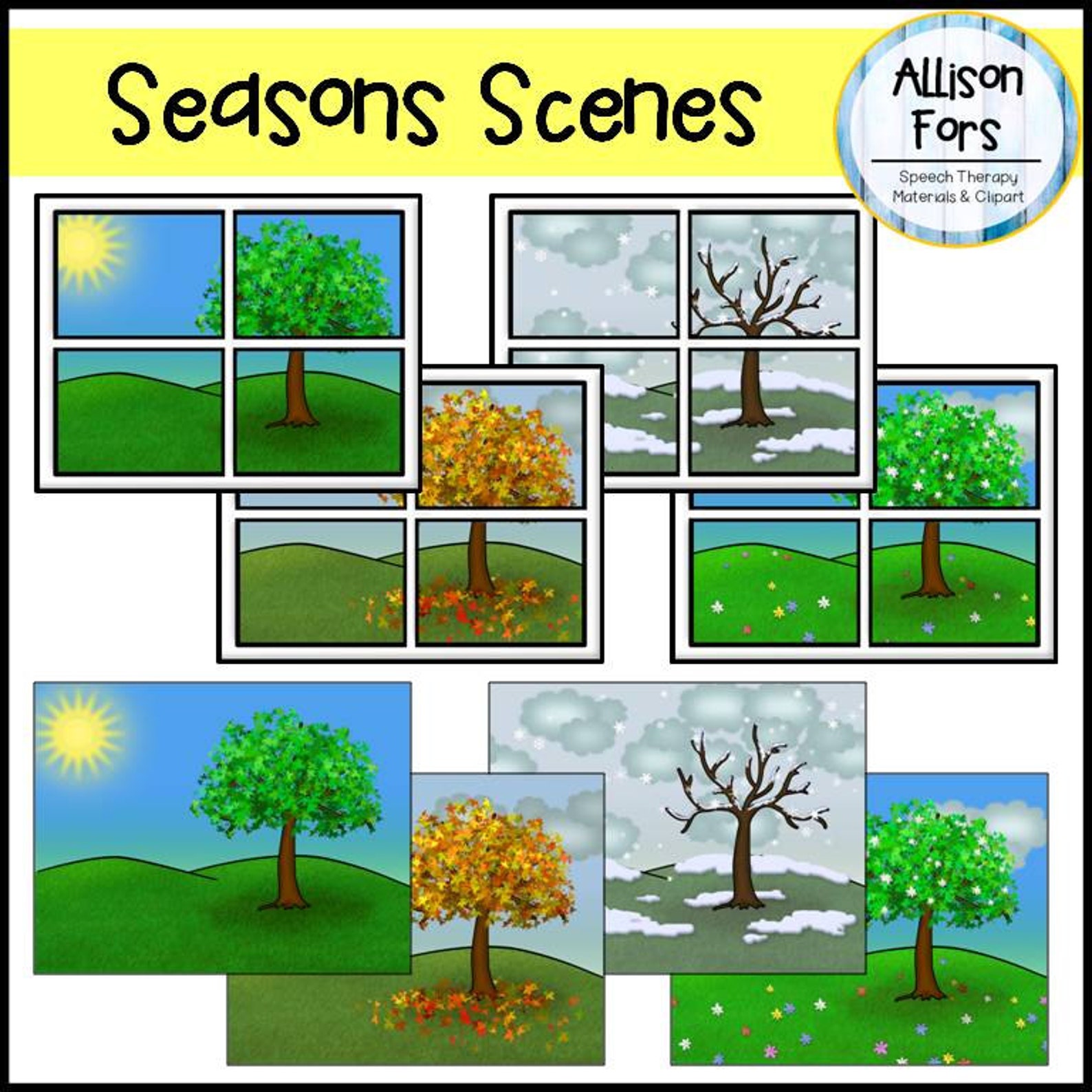 Seasons Scenes Clip Art - Etsy