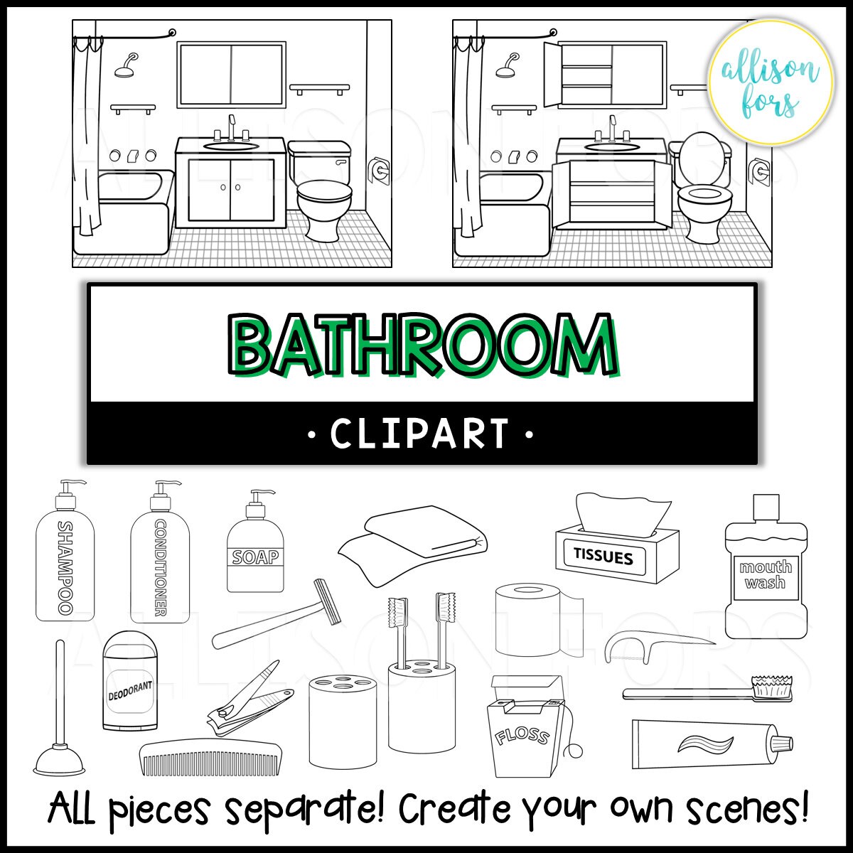 Bathroom & Hygiene Clip Art - Etsy