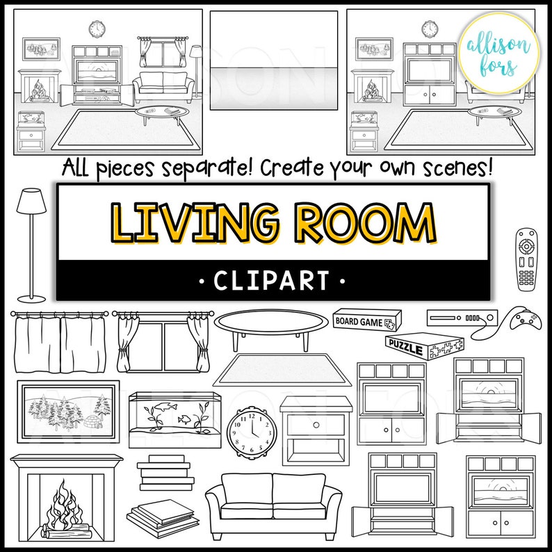Living Room Clip Art - Etsy
