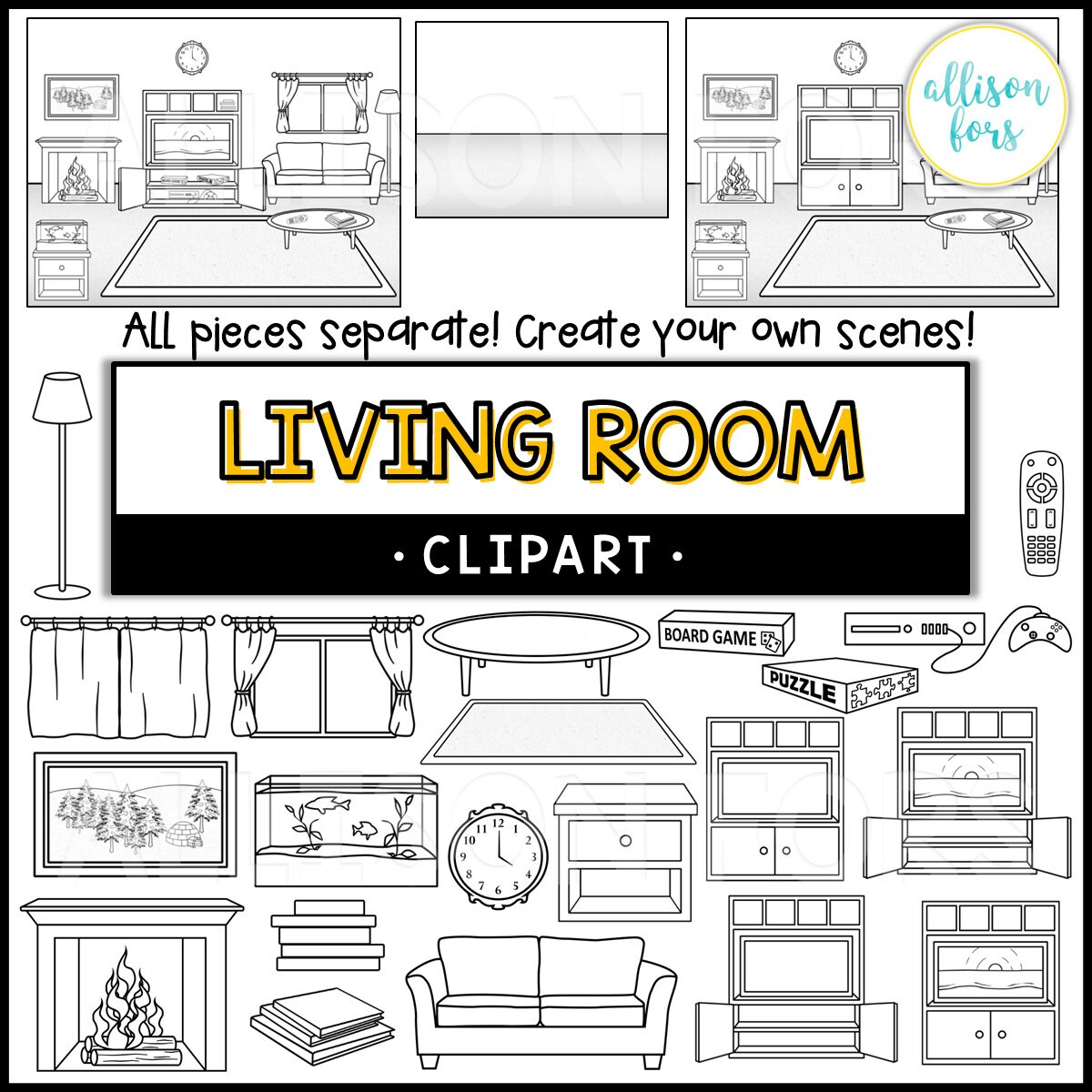 Living Room Clip Art - Etsy