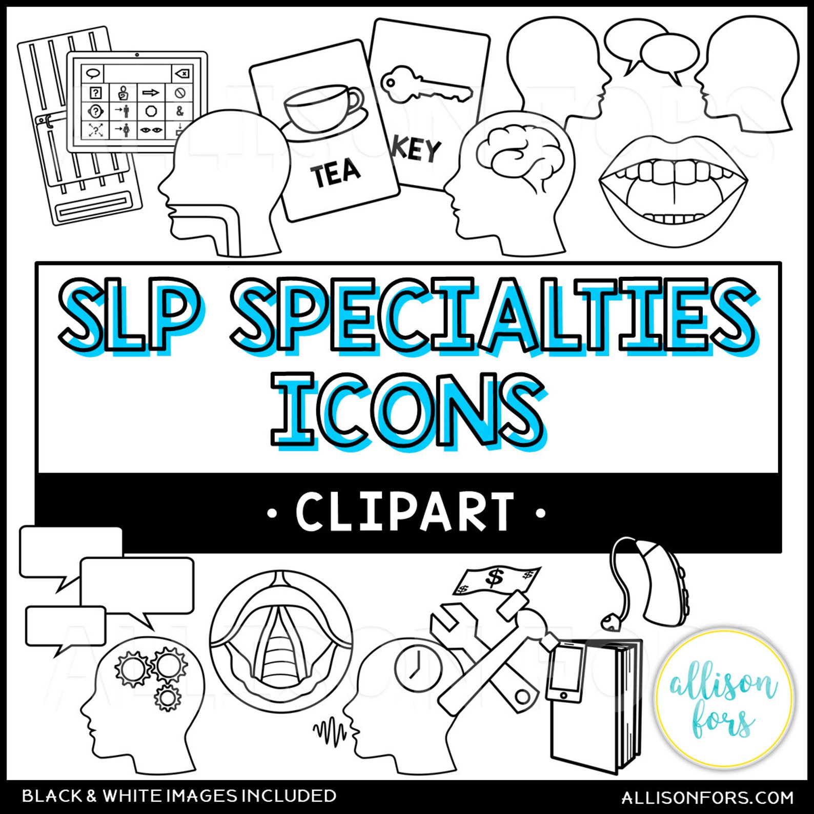 Speech Therapy Icons Clip Art - Etsy