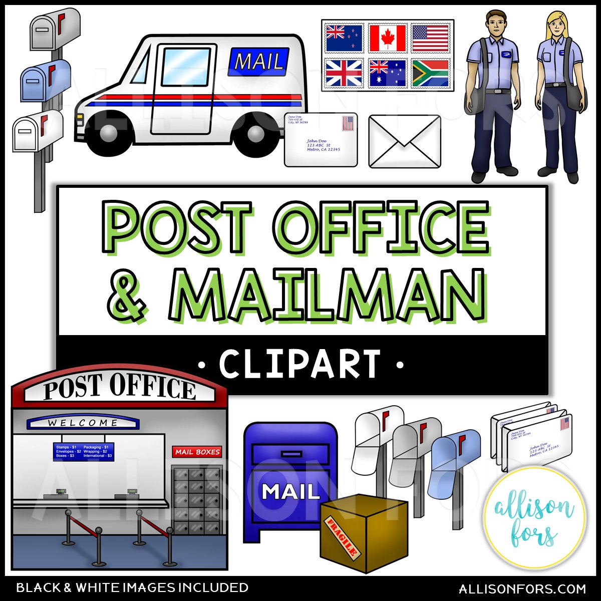 Post Office & Postman Clip Art - Etsy
