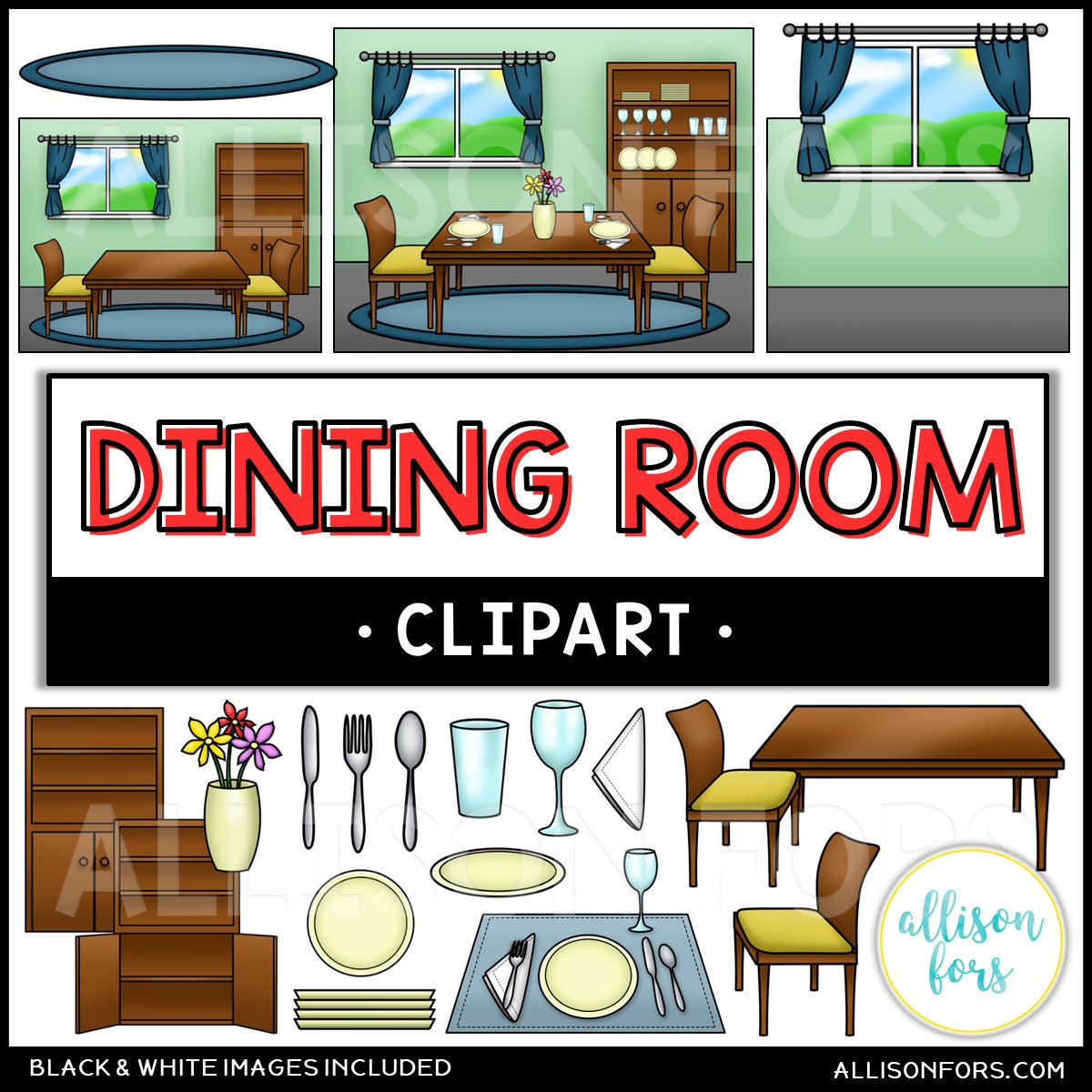 Dining Room Clip Art - Etsy