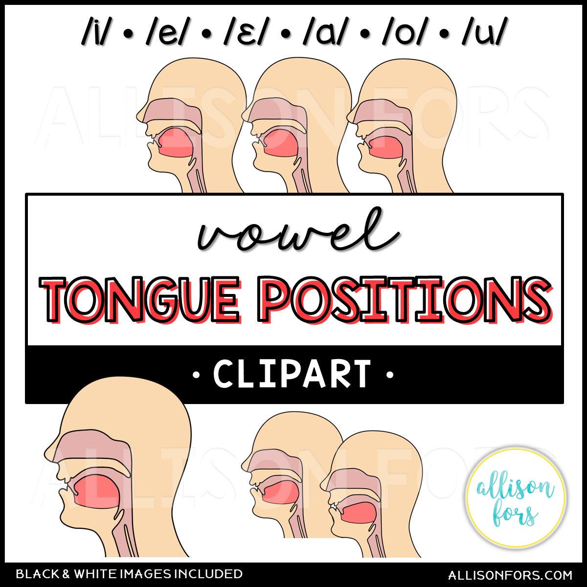 Vowel Tongue Positions Clip Art - Etsy