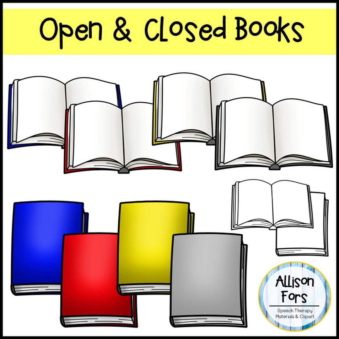 Opened & Closed Books Clip Art - Etsy