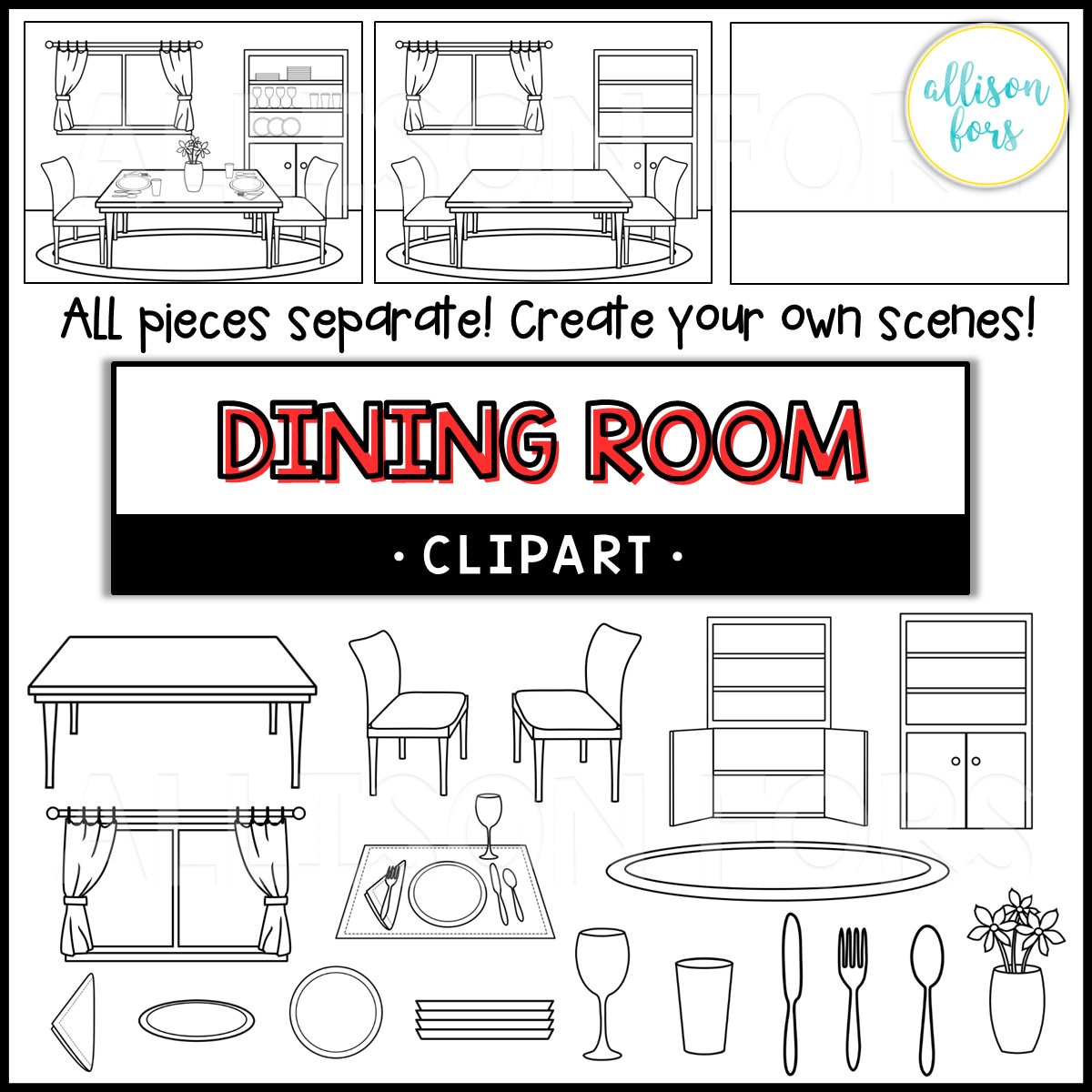 Dining Room Clip Art - Etsy