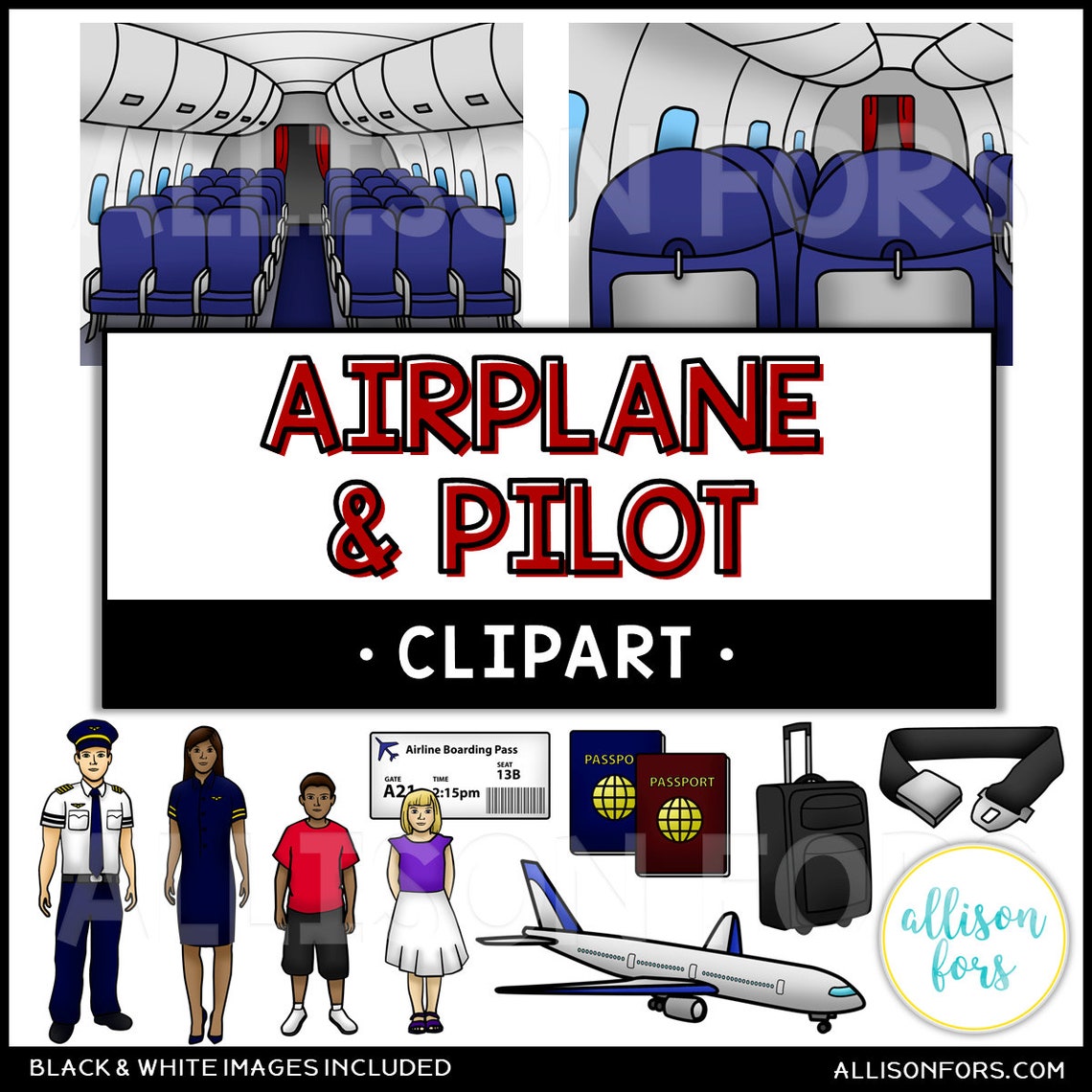 Airplane and Pilot Clip Art - Etsy