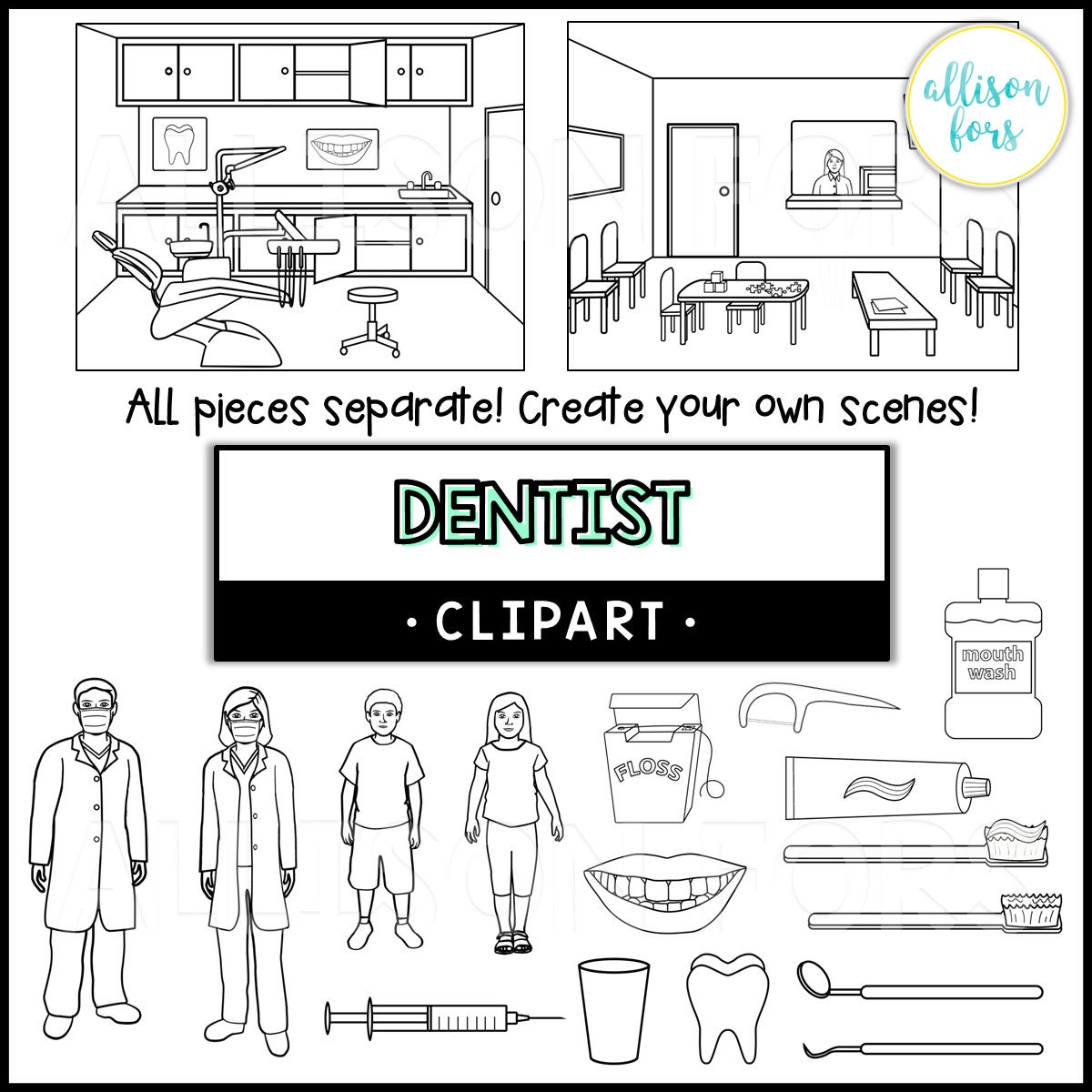 Dentist & Dental Hygiene Clip Art - Etsy