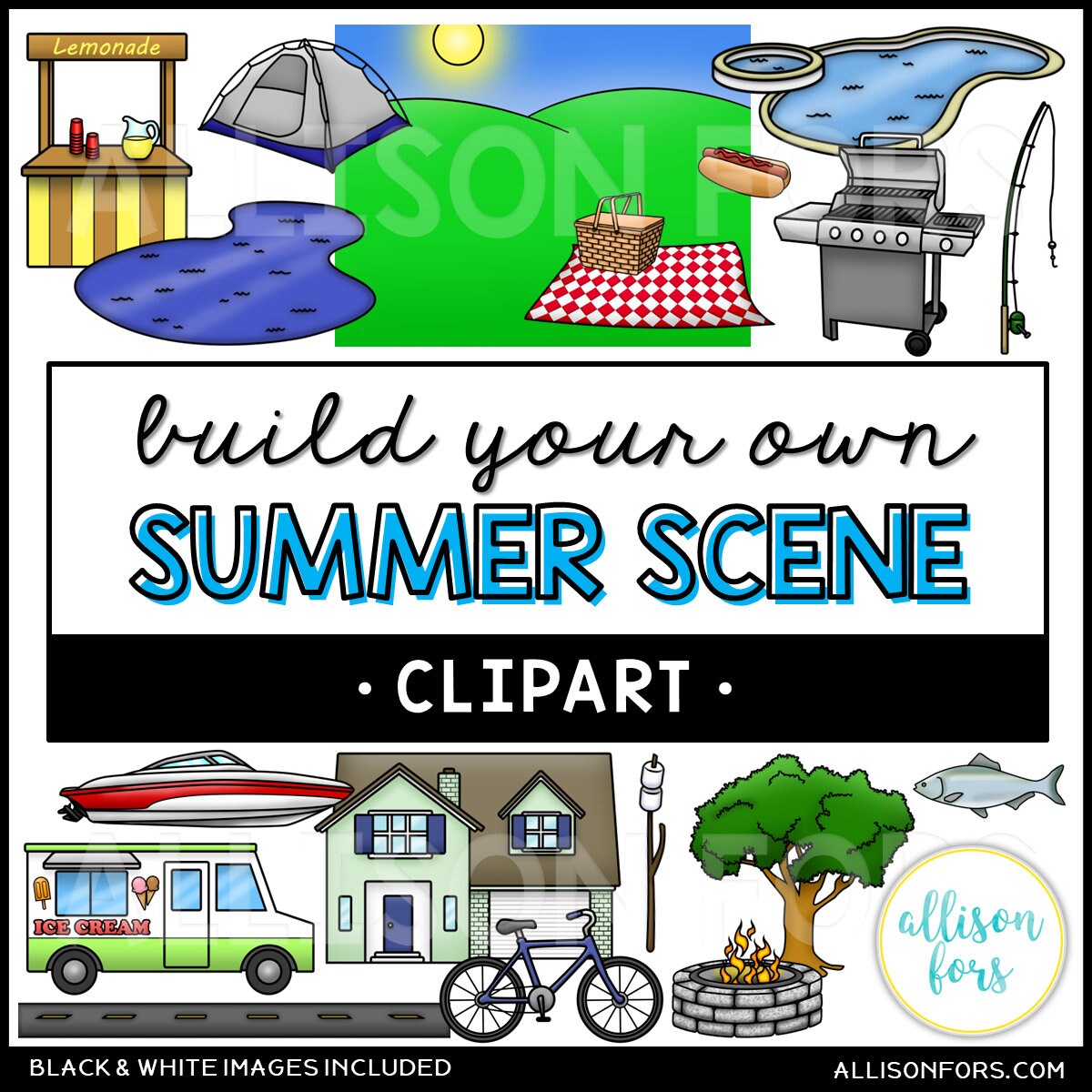 Build Your Own Summer Scene Clip Art - Etsy