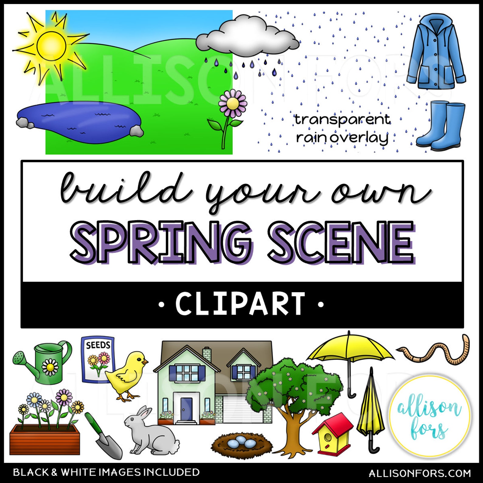 Build Your Own Spring Scene Clip Art - Etsy