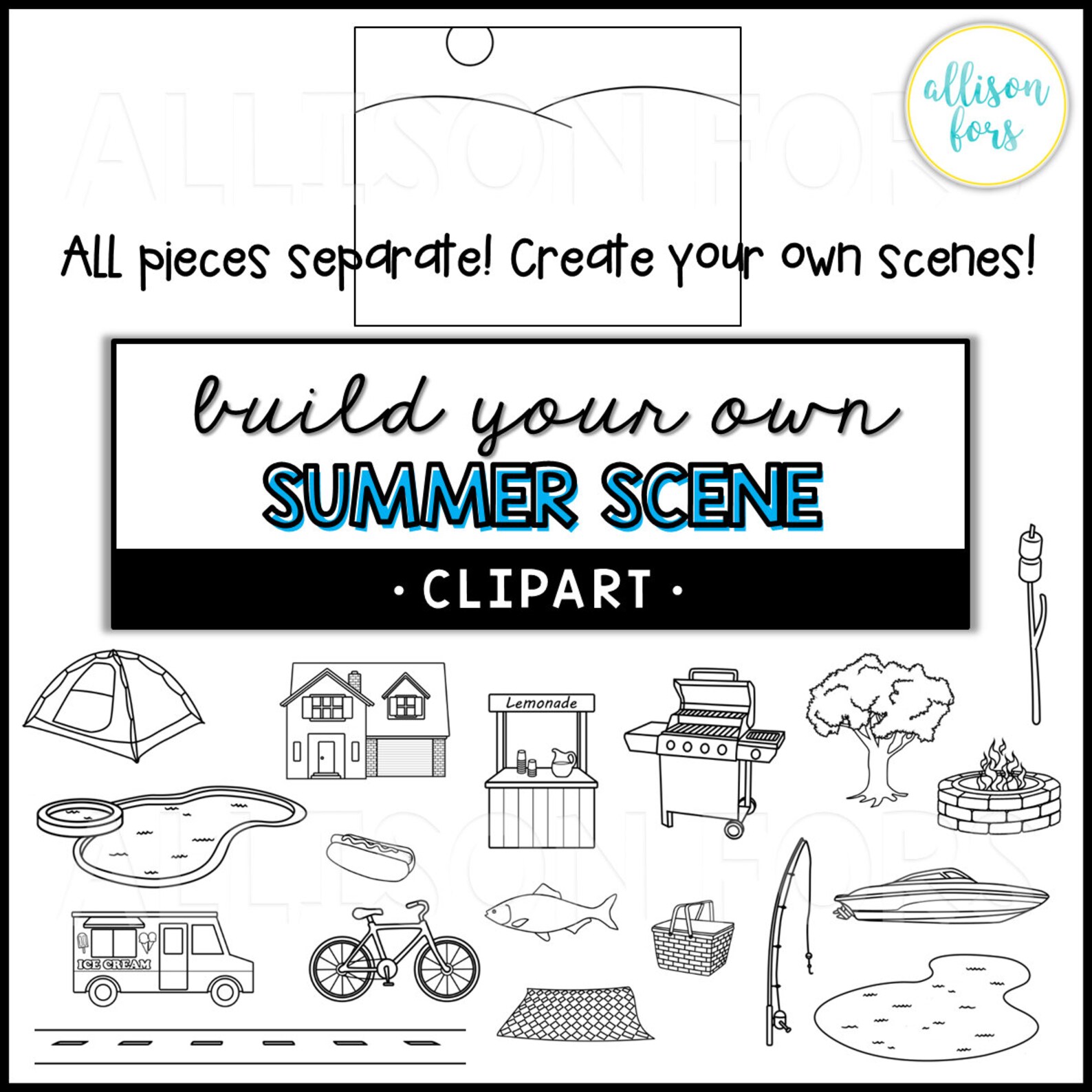 Build Your Own Summer Scene Clip Art - Etsy