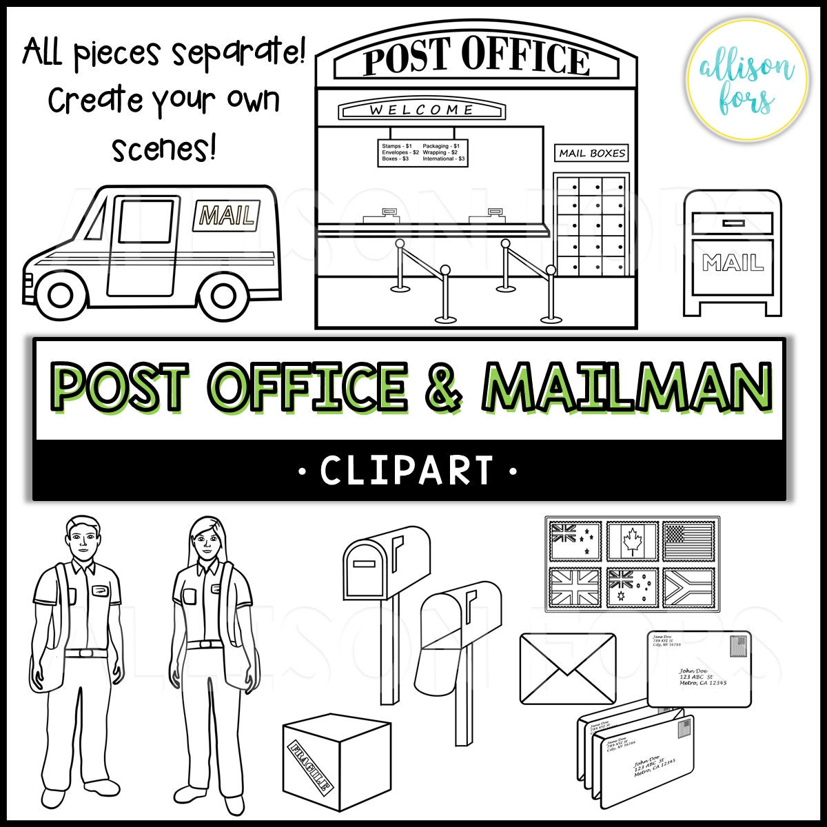 Post Office & Postman Clip Art - Etsy